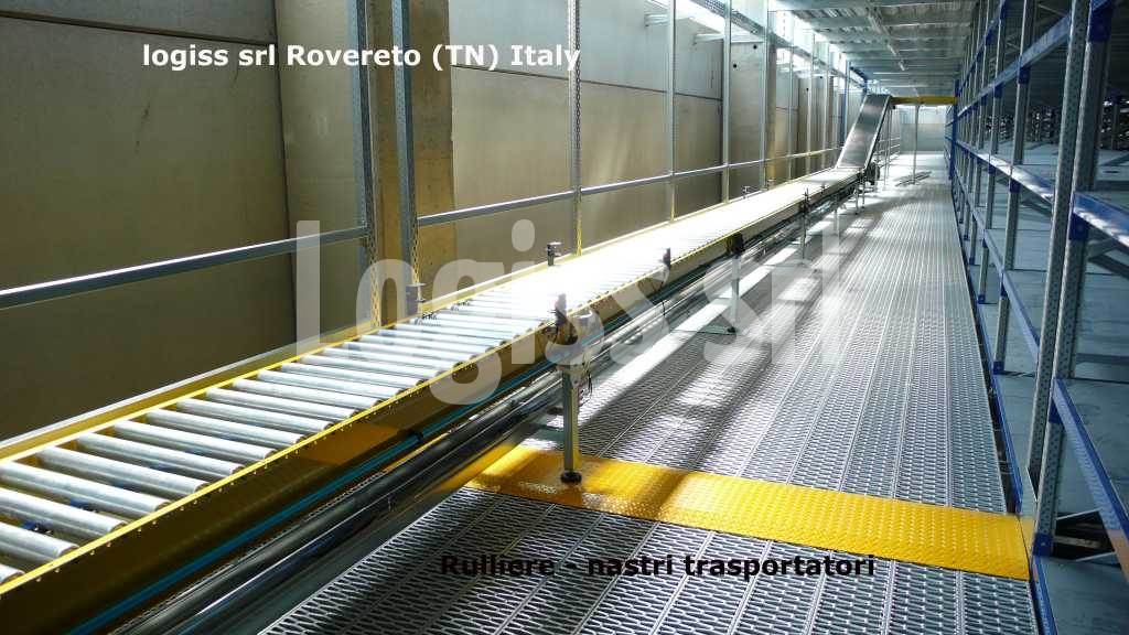 Powered roller conveyors for packages with tangential belt drive